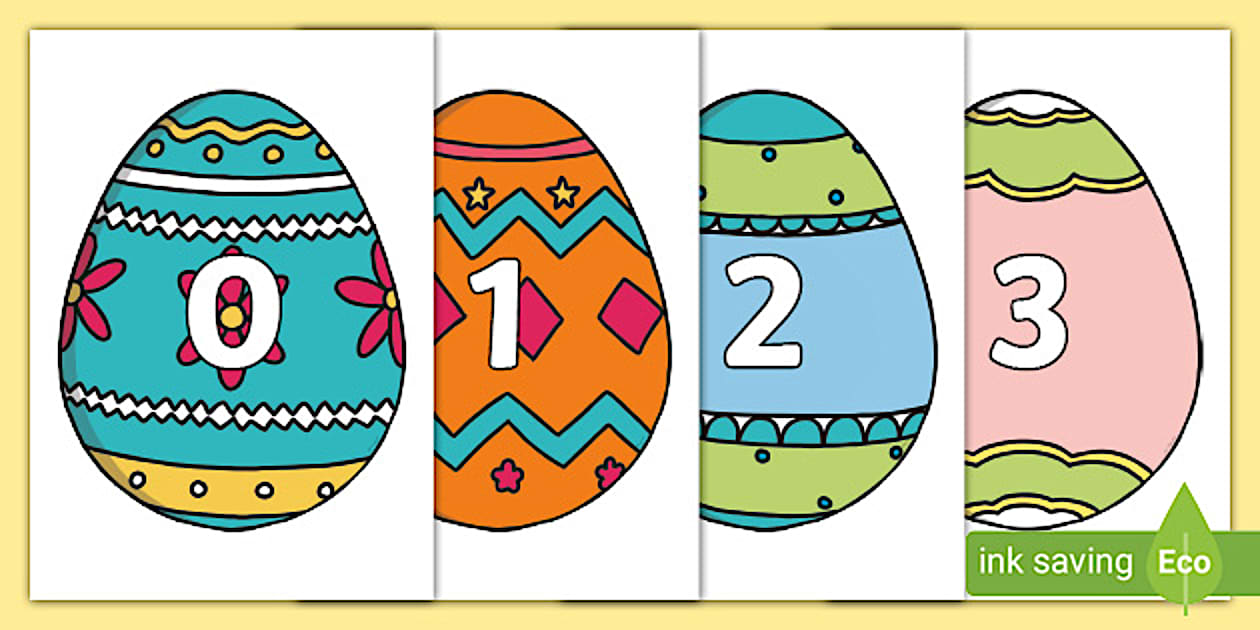 Numbers 0-50 on Easter Eggs (teacher made) - Twinkl