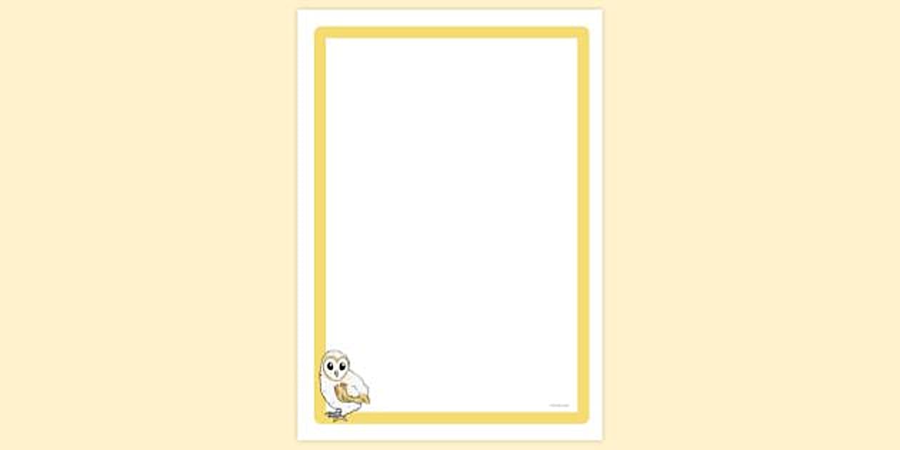Simple Blank Baby Owl Page Border | Page Borders | Twinkl