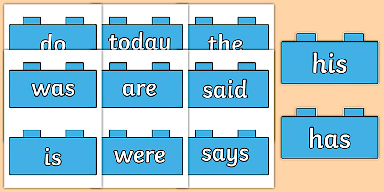 Cursive Year 1 Common Exception Words on Bricks - Twinkl