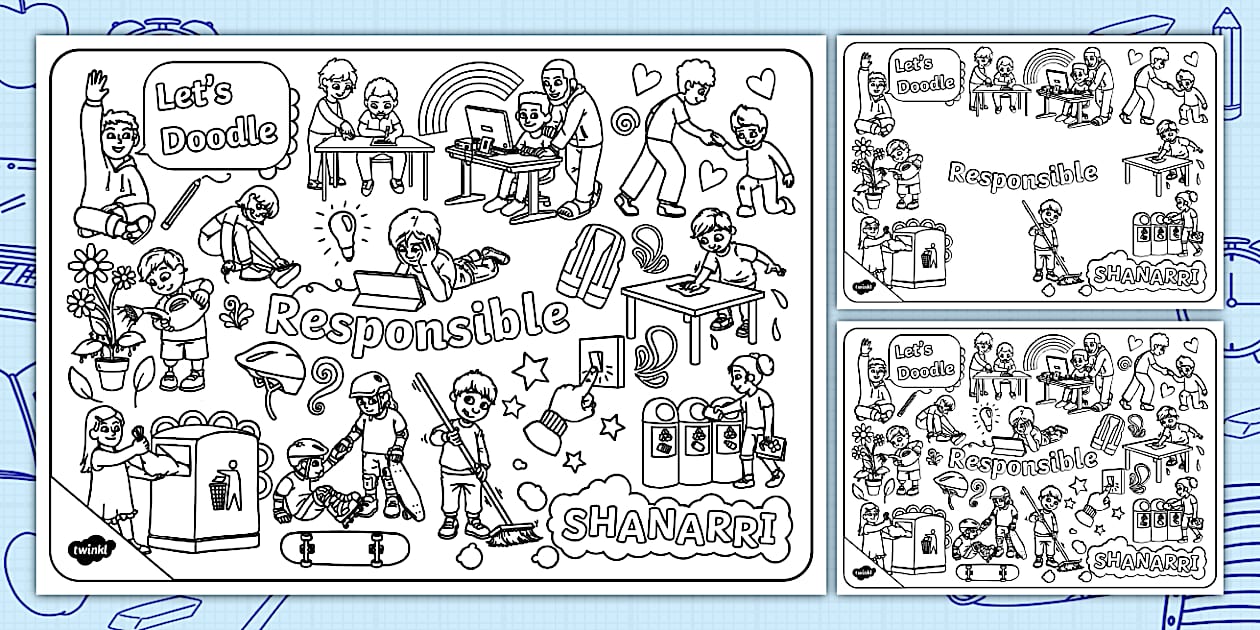 Let's Doodle About Responsible SHANARRI Colouring Pages