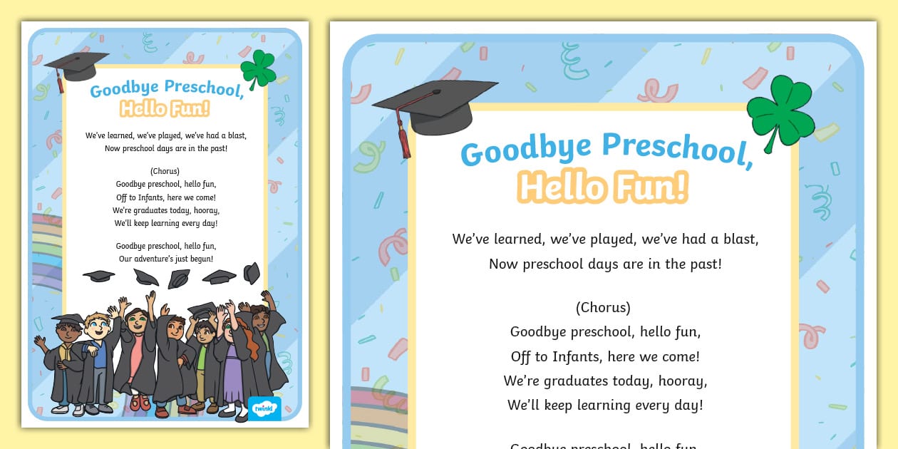 Goodbye Preschool! Graduation Song (teacher made) - Twinkl