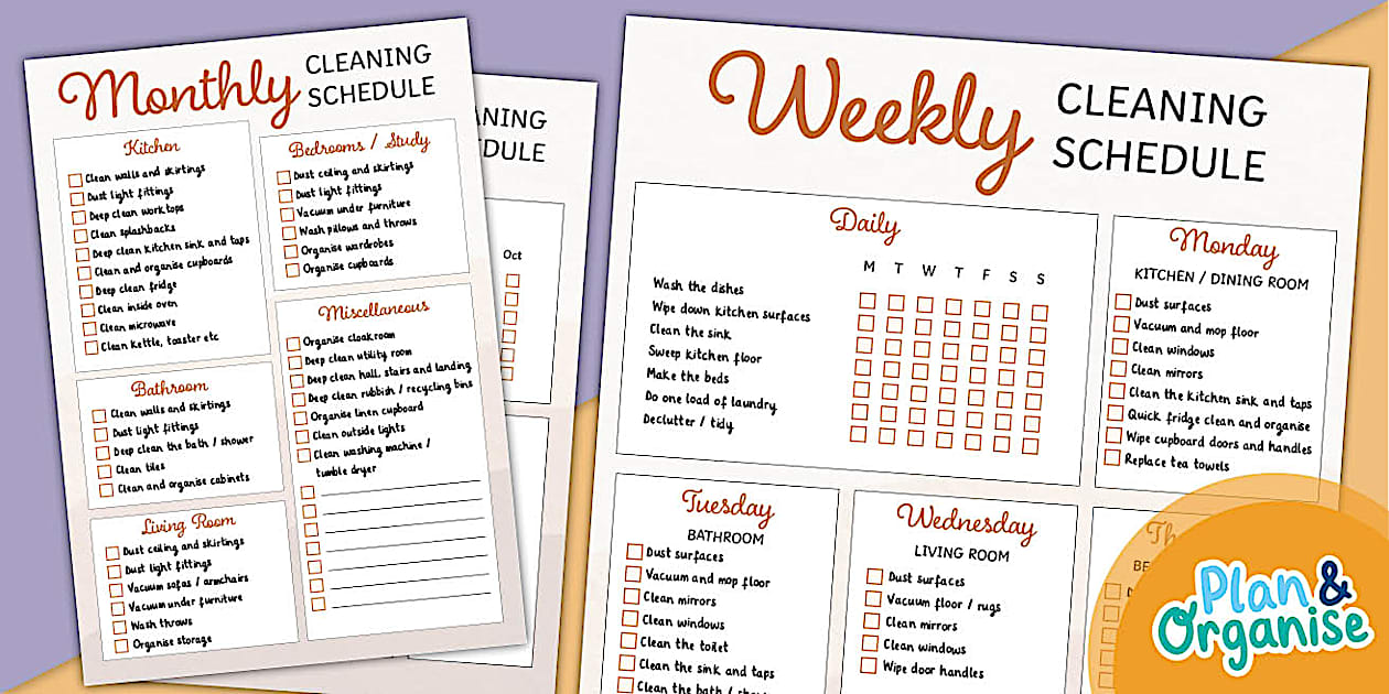 Cleaning Schedule Bundle | Twinkl Plan & Organise