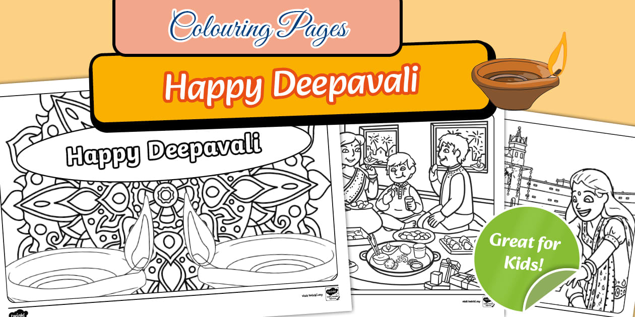 Happy Deepavali Colouring Pages (teacher made) - Twinkl