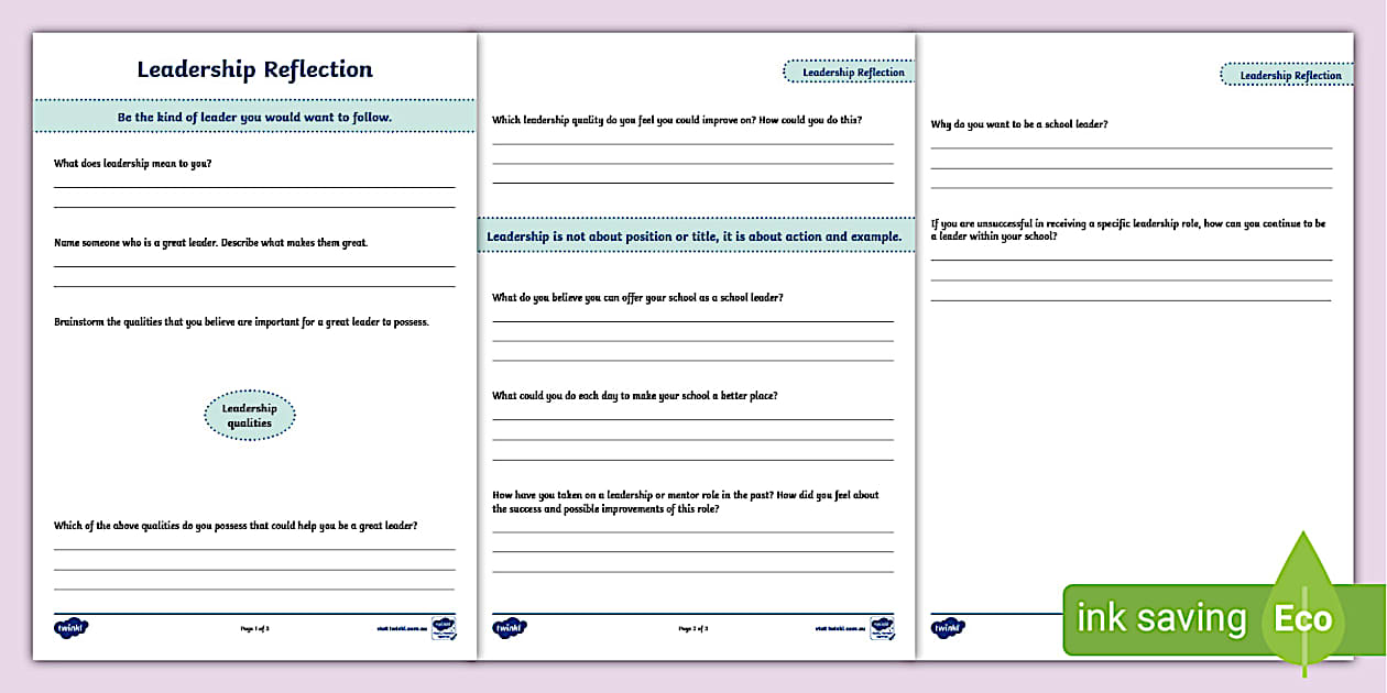 Leadership Reflection (teacher made) - Twinkl