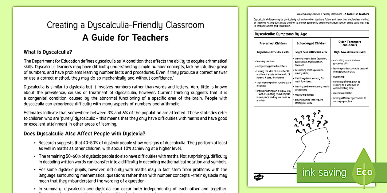 Dyscalculia Guidance for Teachers | Twinkl Inclusion