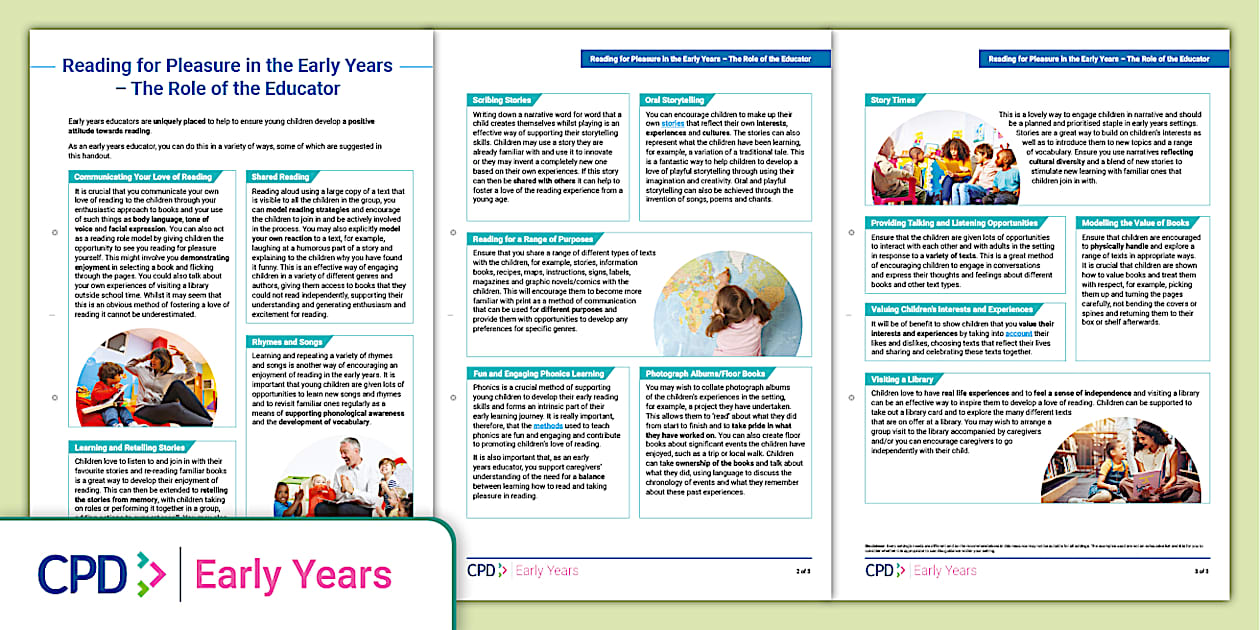 Developing Reading for Pleasure for Educators Handout - CPD