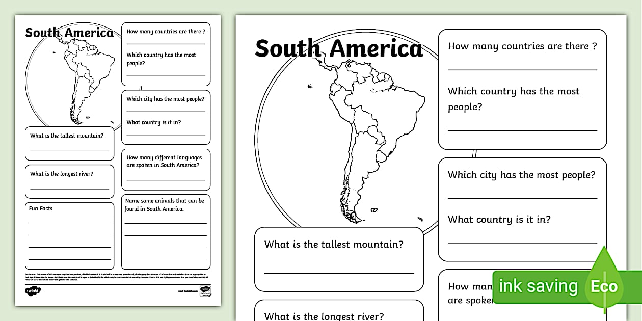 South America Fact File, South American Countries - Twinkl