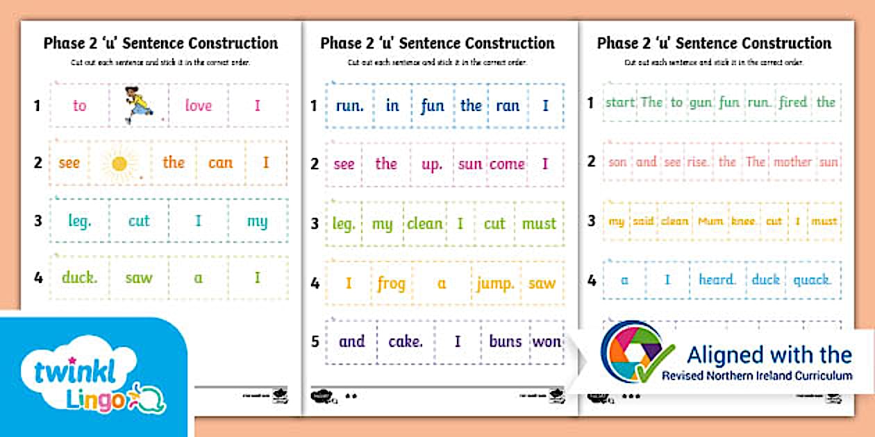 Linguistic Phonics Phase 2 ‘u’ Sentence Construction