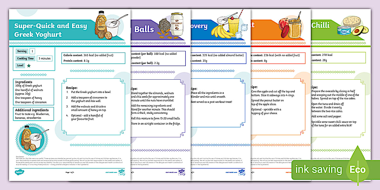 Healthy Snack Recipe Pack (teacher made) - Twinkl