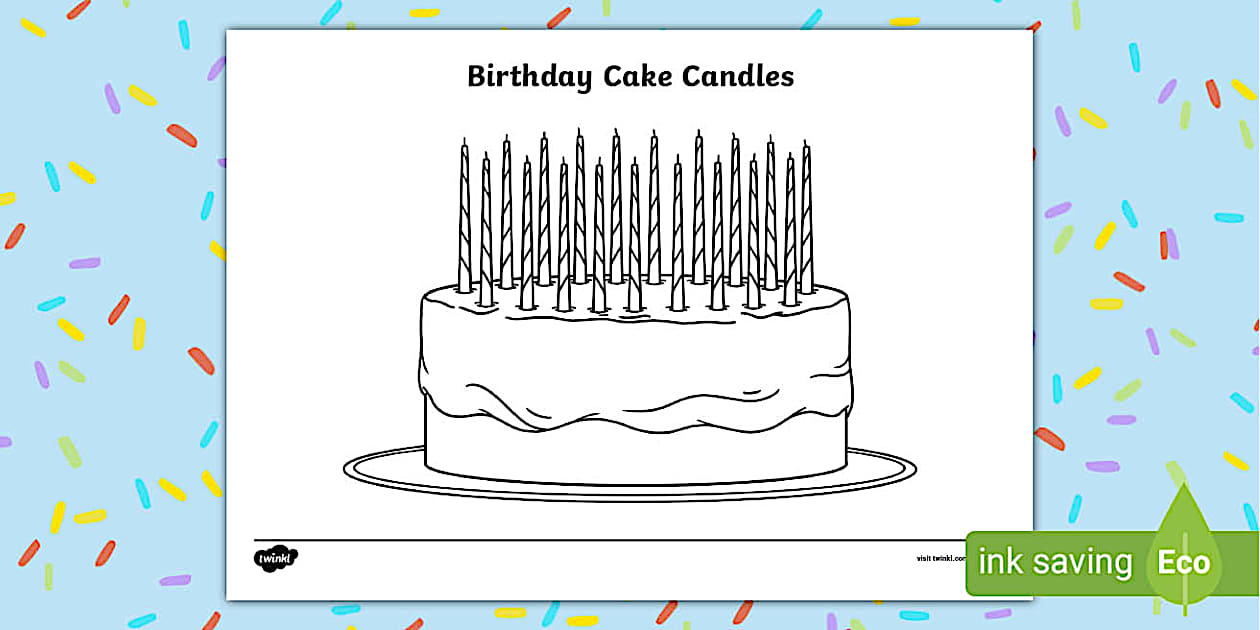 Birthday Cake Candles Colouring Page (Teacher-Made) - Twinkl