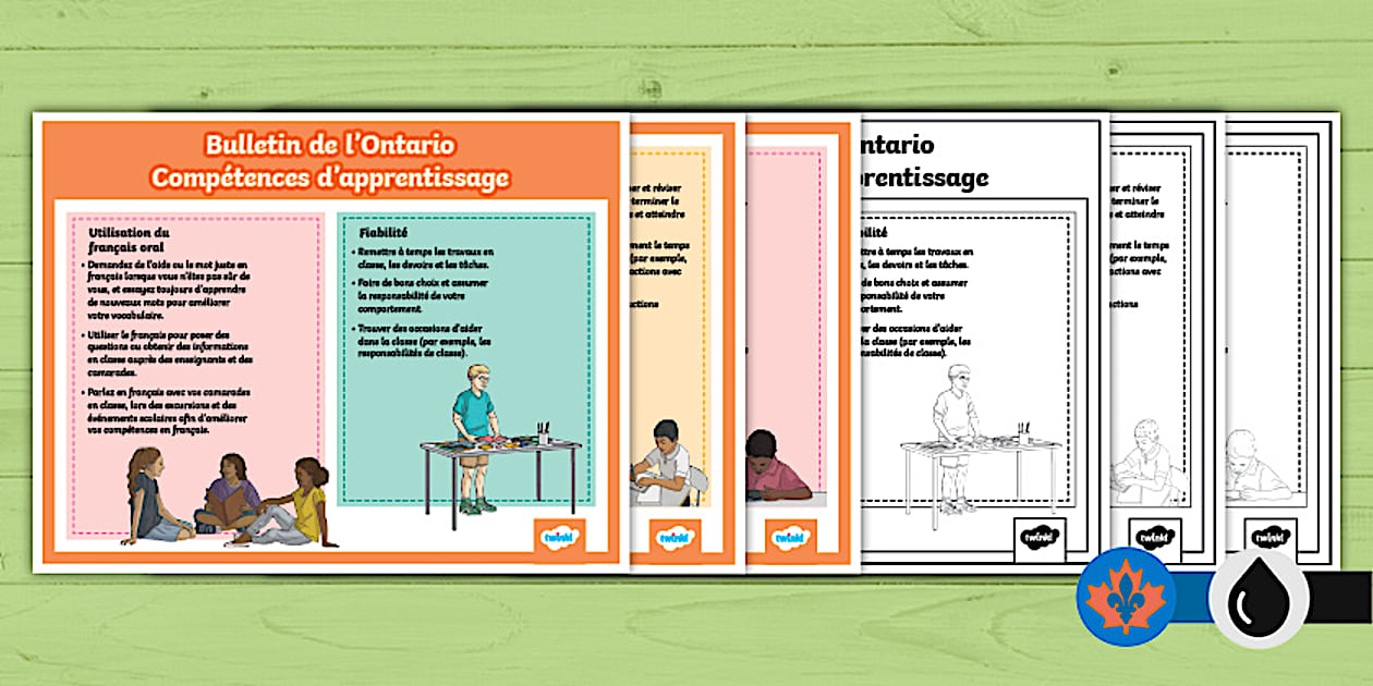 Ontario Learning Skills Grade 4-6 Poster Francophone