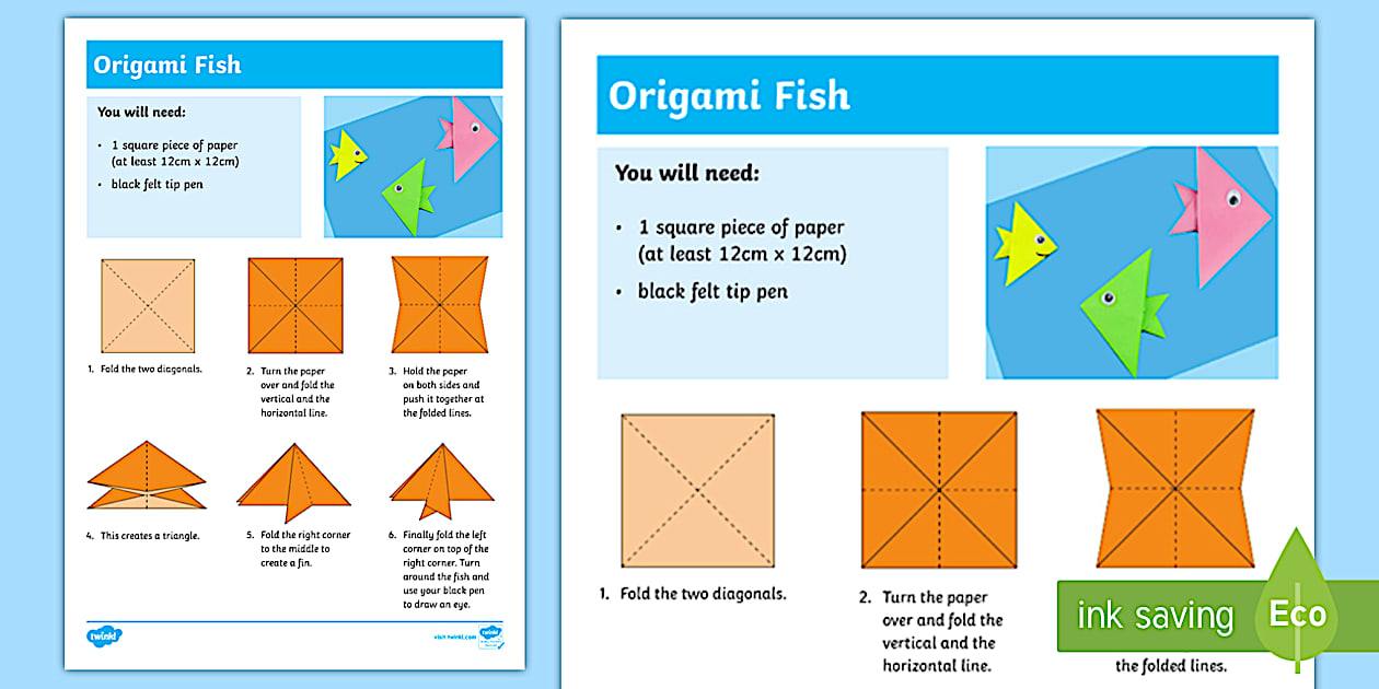 Origami Paper Fish Craft Instructions (Teacher-Made)