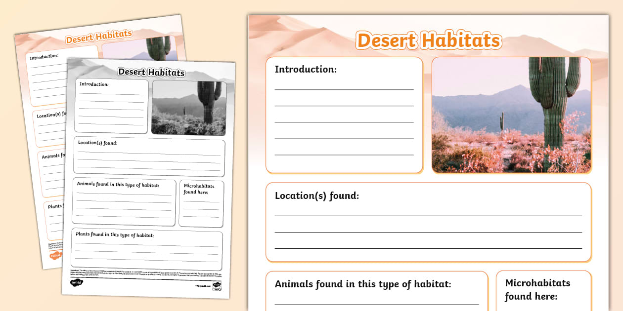 Desert Habitats Non-Chronological Report Template - Twinkl