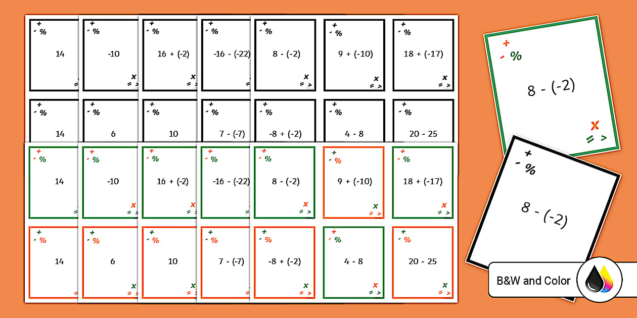 Rules to Adding and Subtracting Integers | Game | Twinkl USA Rules to Adding and Subtracting Integers | Game | Twinkl USA