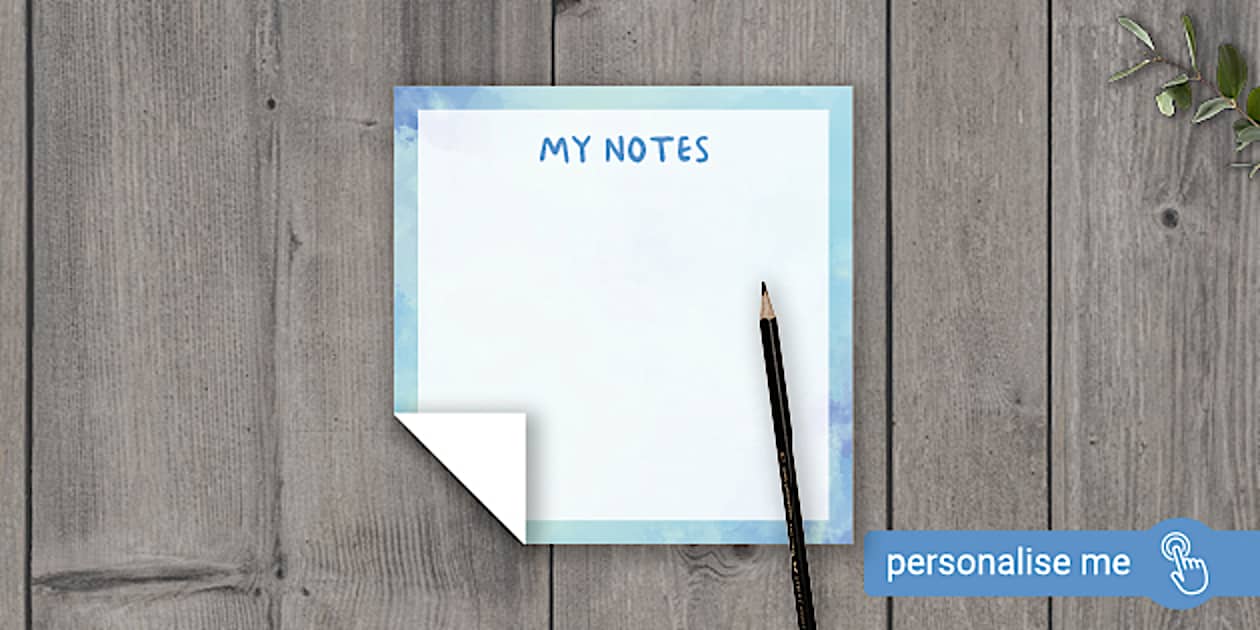 Ocean Blue Watercolour Sticky Notes (teacher made) - Twinkl