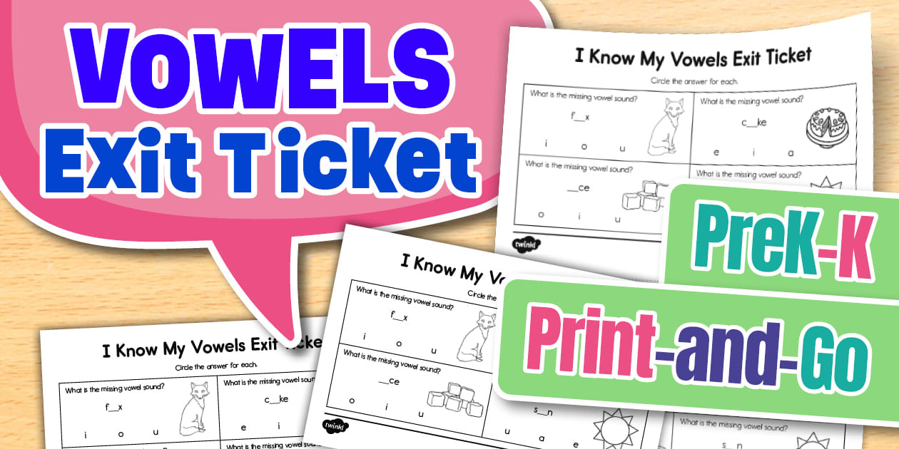 I Know My Vowels Exit Ticket for PreK-K (teacher made)