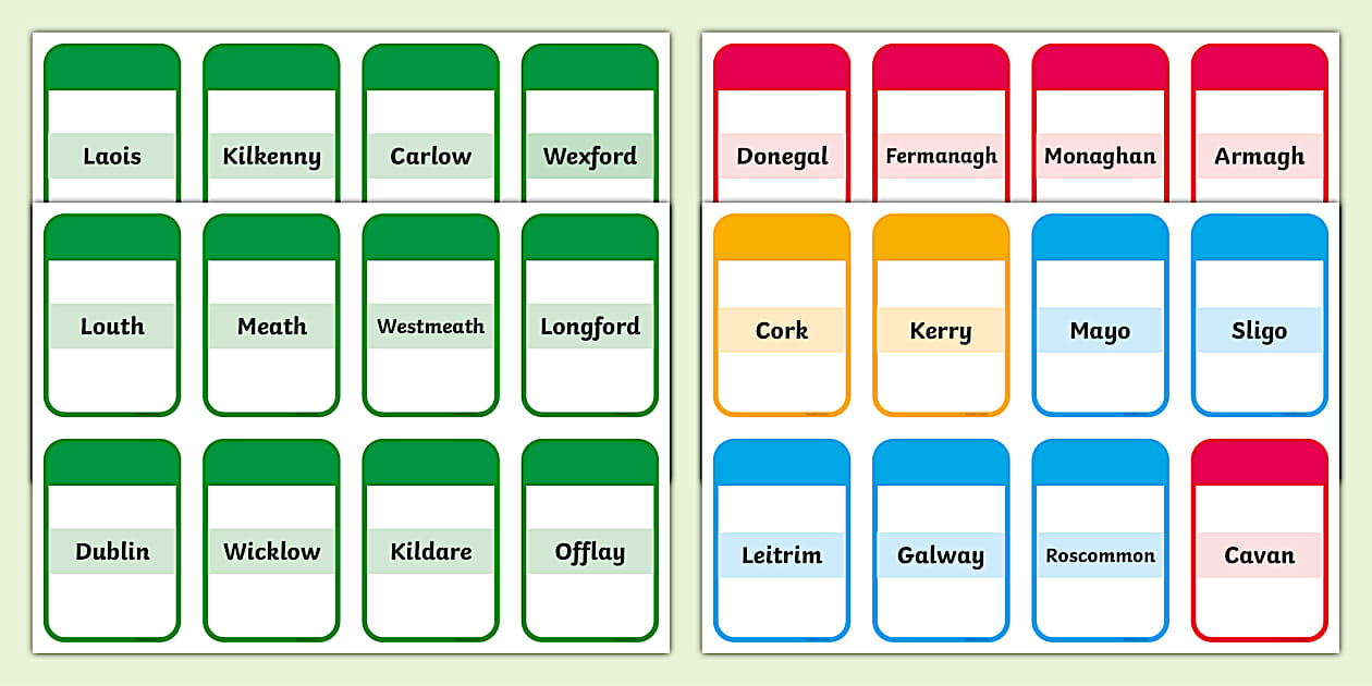 Counties of Ireland Flashcards