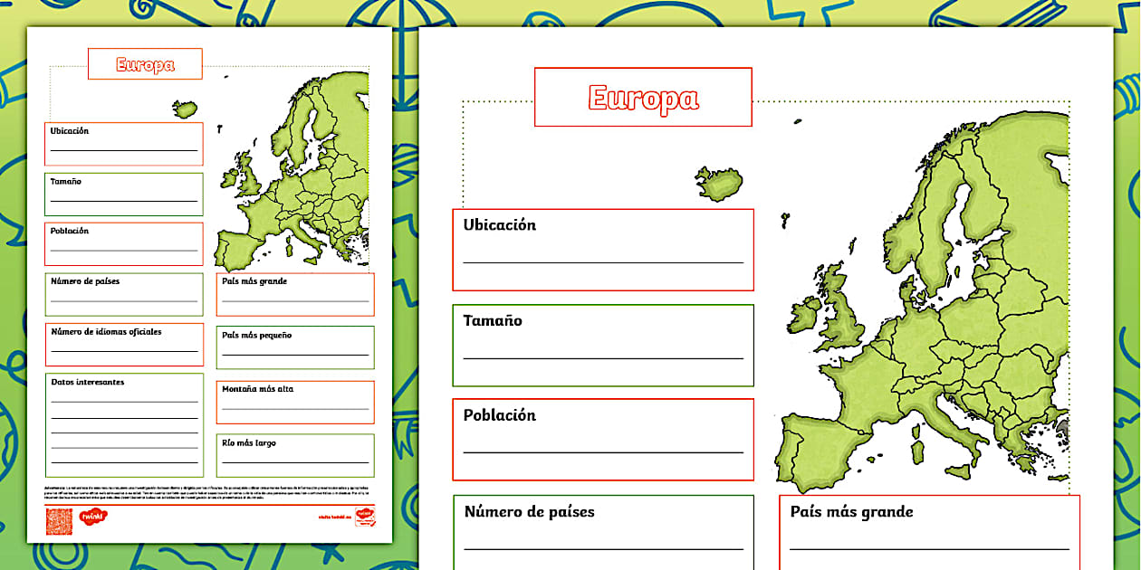 Ficha de actividad: Europa (Hecho por educadores) - Twinkl