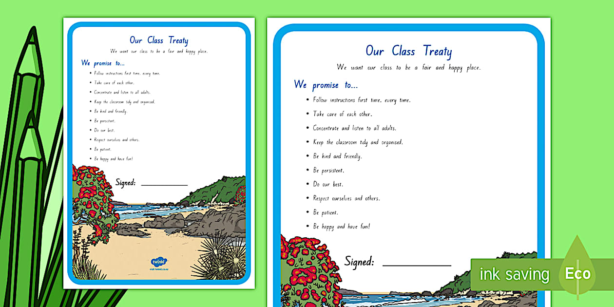 Class Agreement Tropical Themed Display Poster - Twinkl
