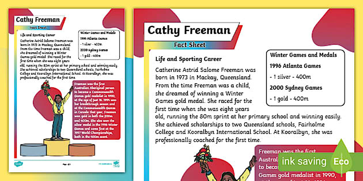 Australian Athletes Fact Sheet Cathy Freeman (teacher made)