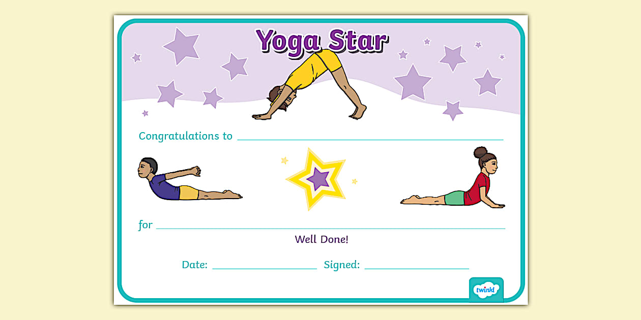 Yoga Star Certificate (teacher made) - Twinkl