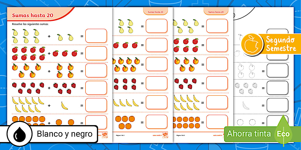 Guía de Trabajo: Sumas hasta 20 (teacher made) - Twinkl