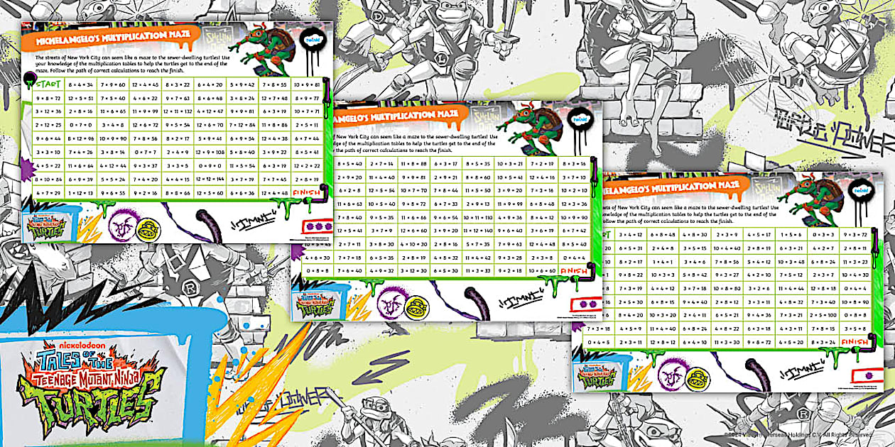 FREE! - 👉 Teenage Mutant Ninja Turtles Multiplication Maze Game