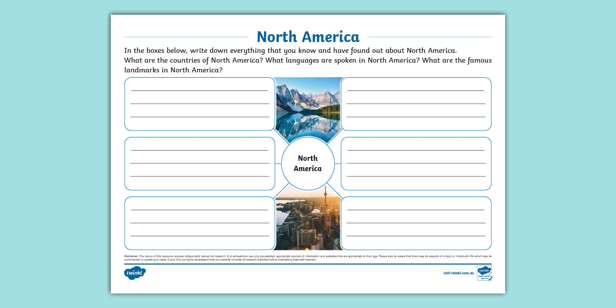 All About North America Mind Map (teacher made) - Twinkl