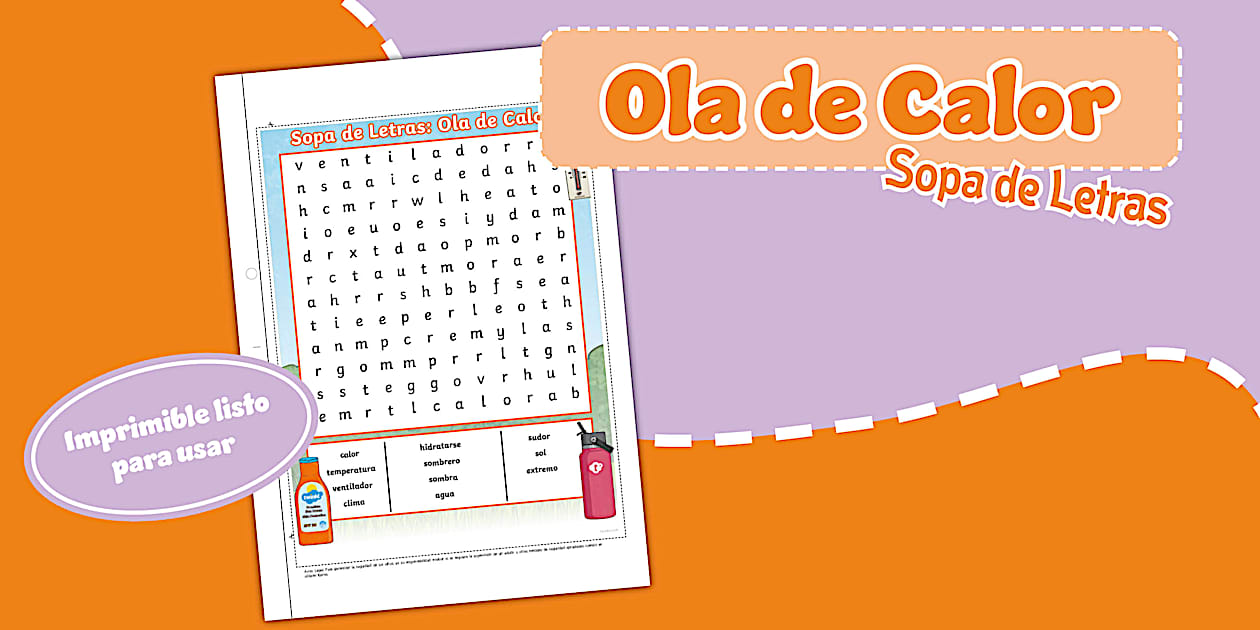 Guía de Trabajo: Sopa de Letras - Ola de Calor