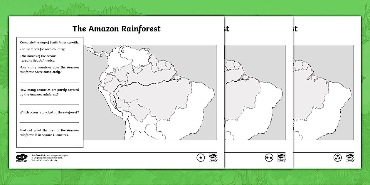 Amazon Rainforest KS2 - Mapping Out Worksheet (Teacher-Made)
