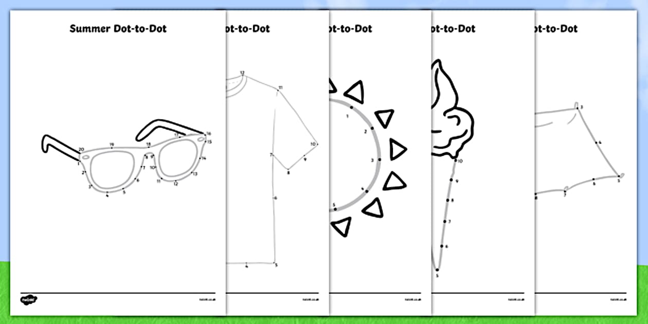 Summer-Themed Dot to Dots Puzzle (teacher made) - Twinkl