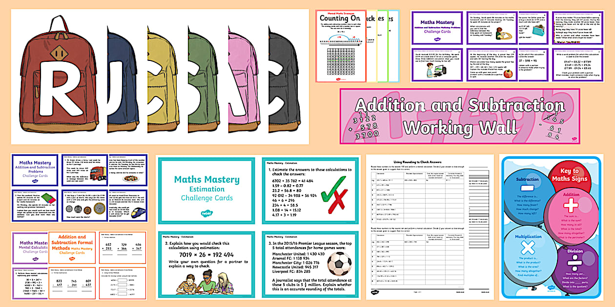 UKS2 Addition and Subtraction Maths Working Wall Display Pack