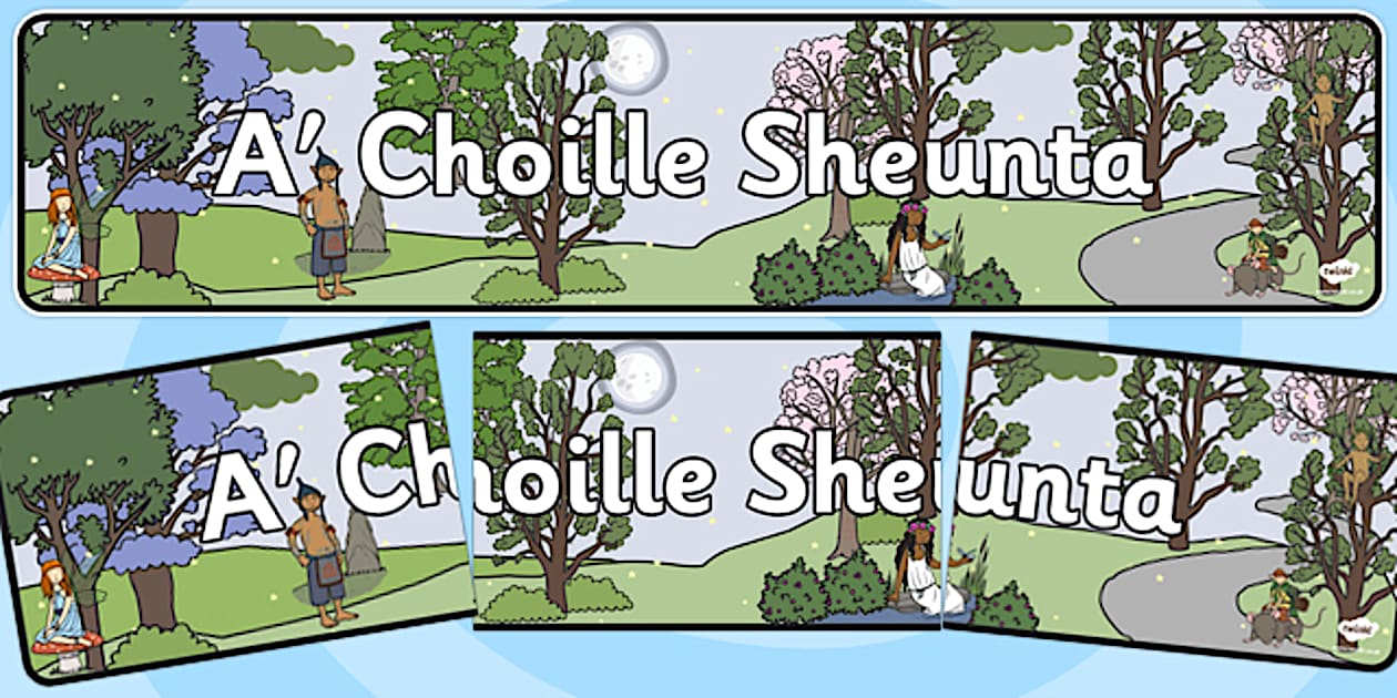 Cursive The Enchanted Forest Display Banner (Scottish Gaelic Translation)