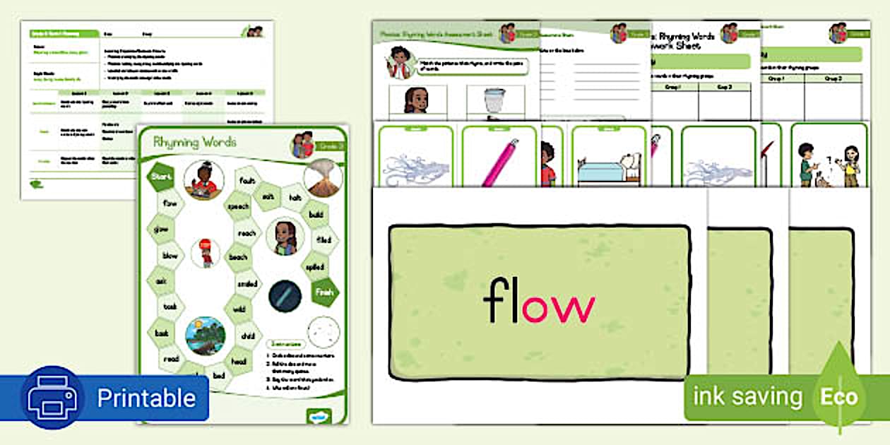 Grade 3 Phonics Pack Rhyming words (teacher made) - Twinkl