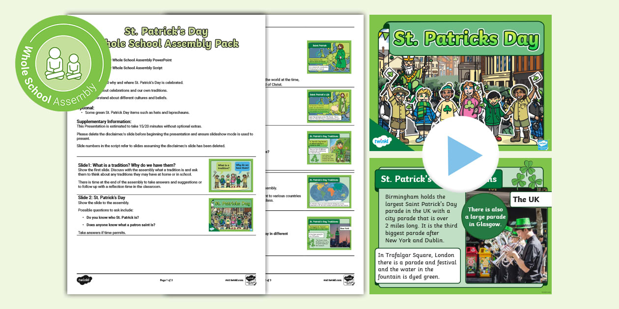 St. Patrick's Day Assembly Pack (teacher made) - Twinkl
