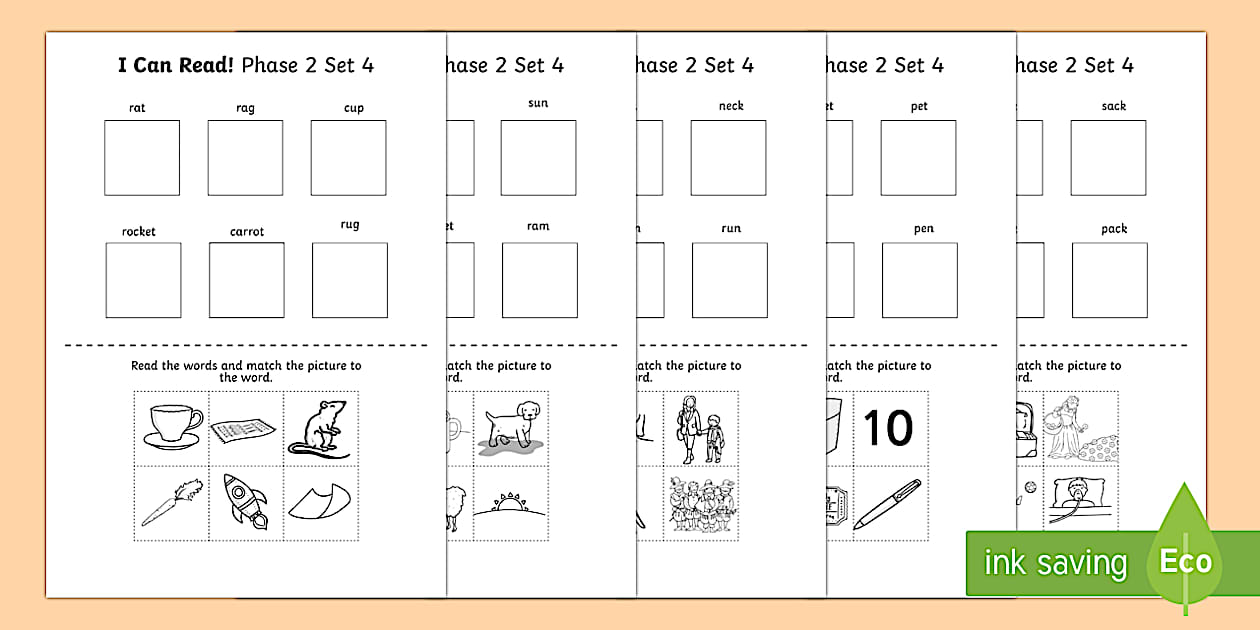 Editable I Can Read! Phase 2 Set 4 Words Worksheet - Twinkl