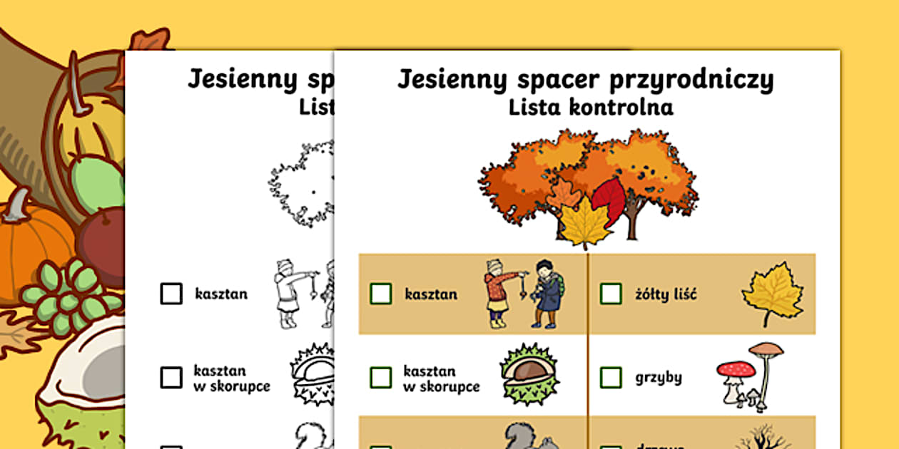 Black and White Autumn Hunt Checklist Polish - Twinkl