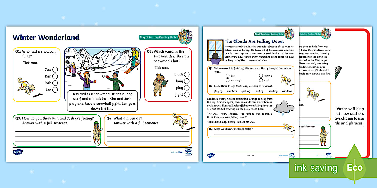 KS1 Winter Wonderland Focused Reading Skills Comprehension Pack