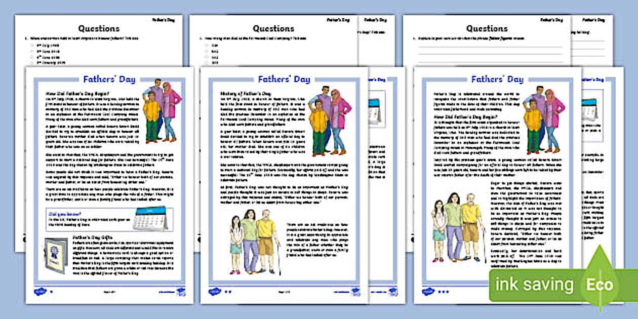 Father's Day Differentiated Reading Comprehension Activity