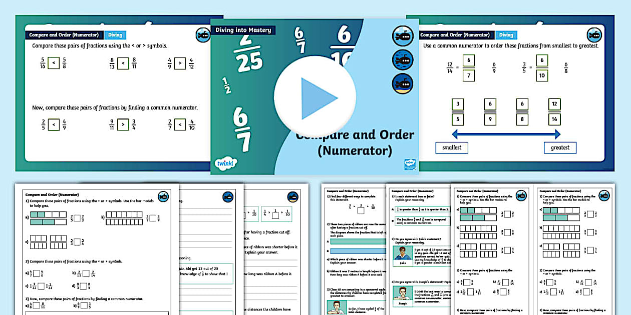 👉 Compare and Order Fractions (Numerator) Year 6 Maths Mastery