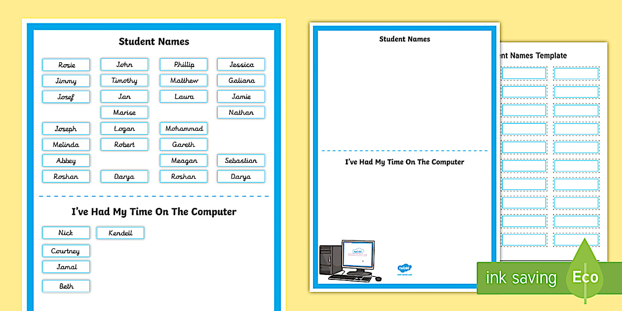 Editable Computer Rota Display Poster (teacher made)