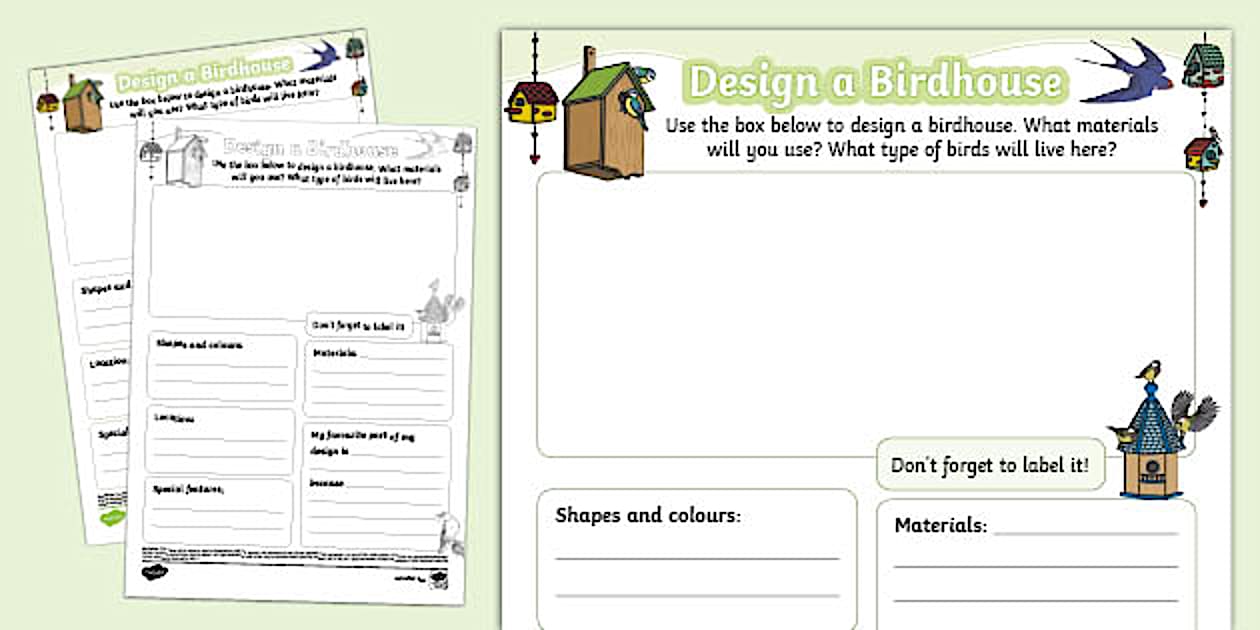 Design a Birdhouse Worksheet (teacher made) - Twinkl