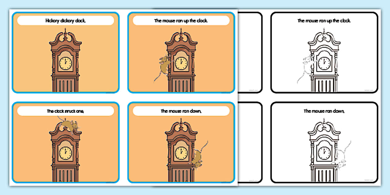 Hickory Dickory Dock Sequencing Cards (teacher made)
