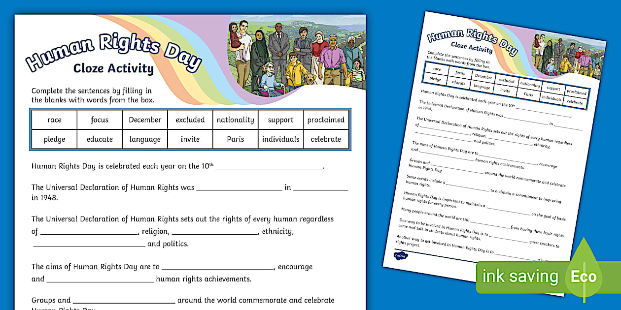 Human Rights Day Cloze Activity