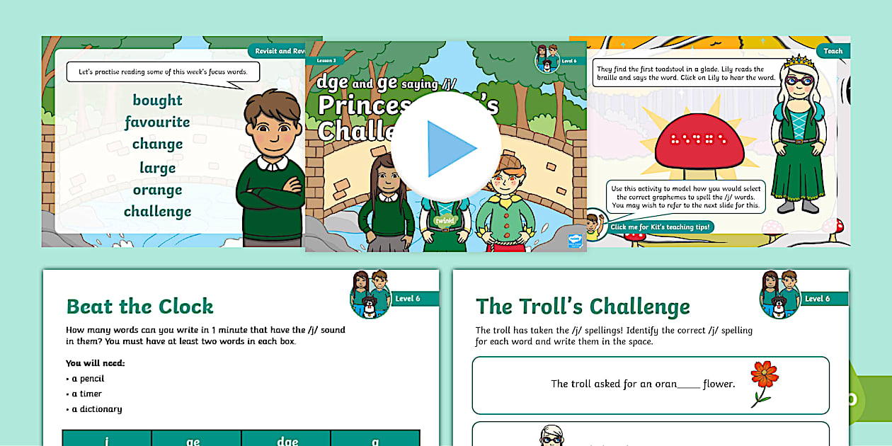 ‘dge' and ‘ge’ saying /j/ Lesson Pack - Twinkl