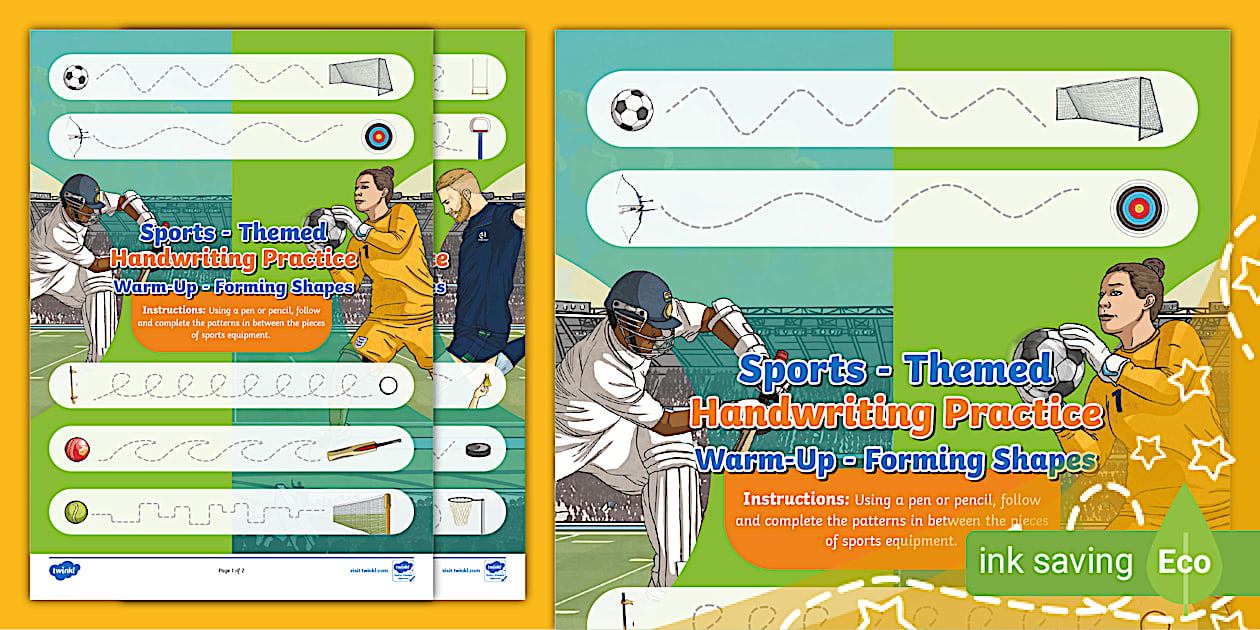 Sports Themed Handwriting Practice: Warm-Up – Forming Shapes