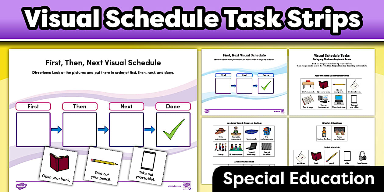 Autism Visual Schedule Task Strips for Special Education