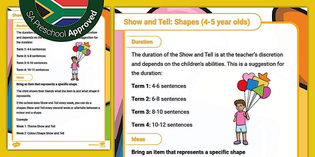 Shapes: Show And Tell Ideas (Ages 4-5) (teacher made)