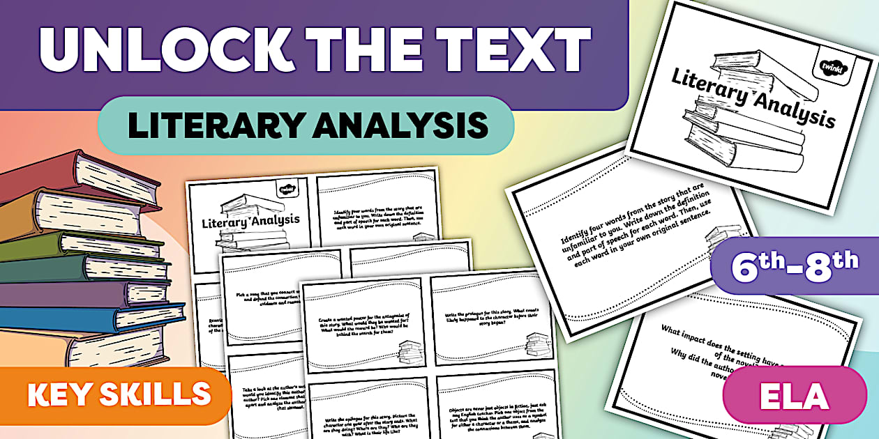 Literary Analysis Task Cards for 6th-8th Grade - Twinkl