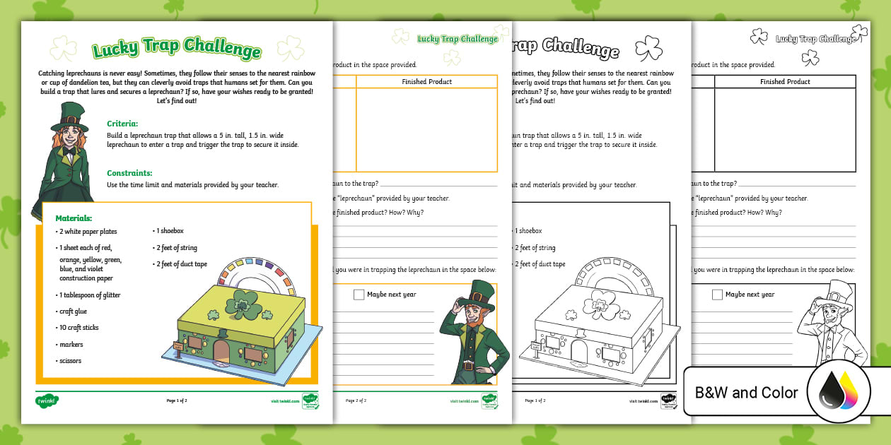 Sixth Grade Leprechaun Trap STEM Challenge (teacher made)